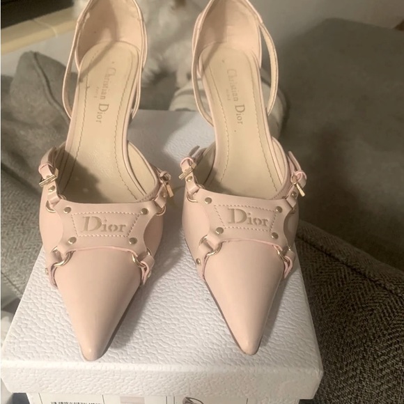 Dior | Shoes | Christian Dior Baby Pink Pointy Toe Heel Sling Back ...